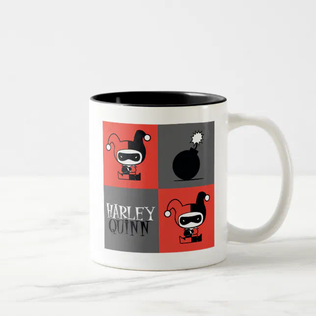 Chibi Harley Quinn Checker Pattern Two-Tone Coffee Mug | Zazzle