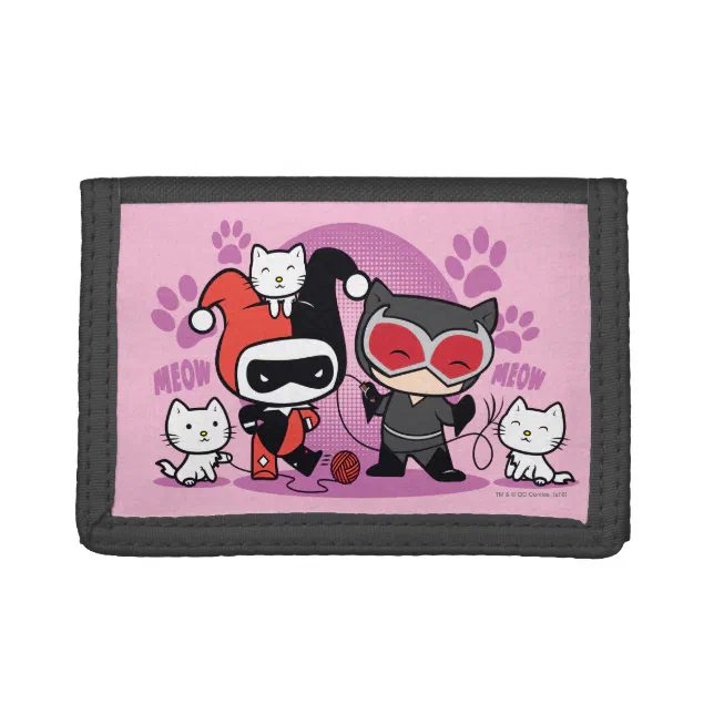 Chibi Harley Quinn & Chibi Catwoman With Cats Trifold Wallet | Zazzle