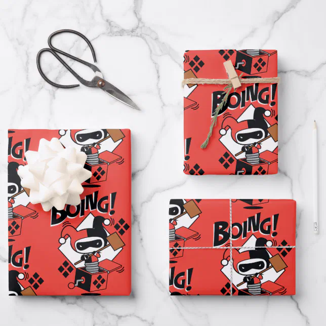 Chibi Harley-Quinn-In-A-Box With Hammer Wrapping Paper Sheets | Zazzle
