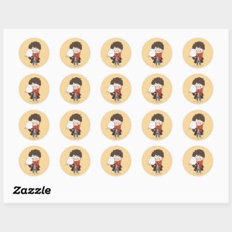 Chibi HARRY POTTER™ & Hedwig Classic Round Sticker | Zazzle