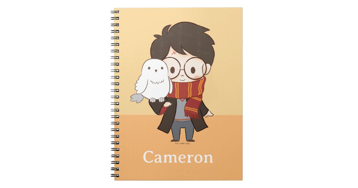 Chibi HARRY POTTER™ & Hedwig Notebook | Zazzle