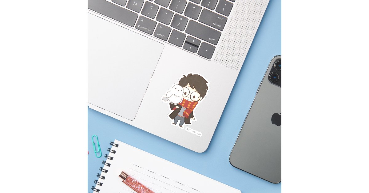 Chibi HARRY POTTER™ & Hedwig Sticker | Zazzle
