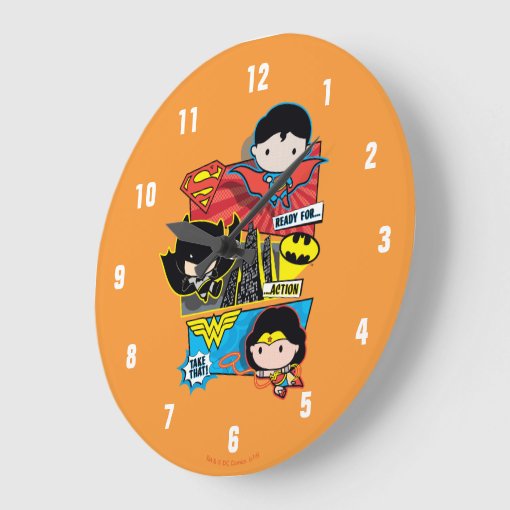 Chibi Heroes Ready For Action! Large Clock | Zazzle