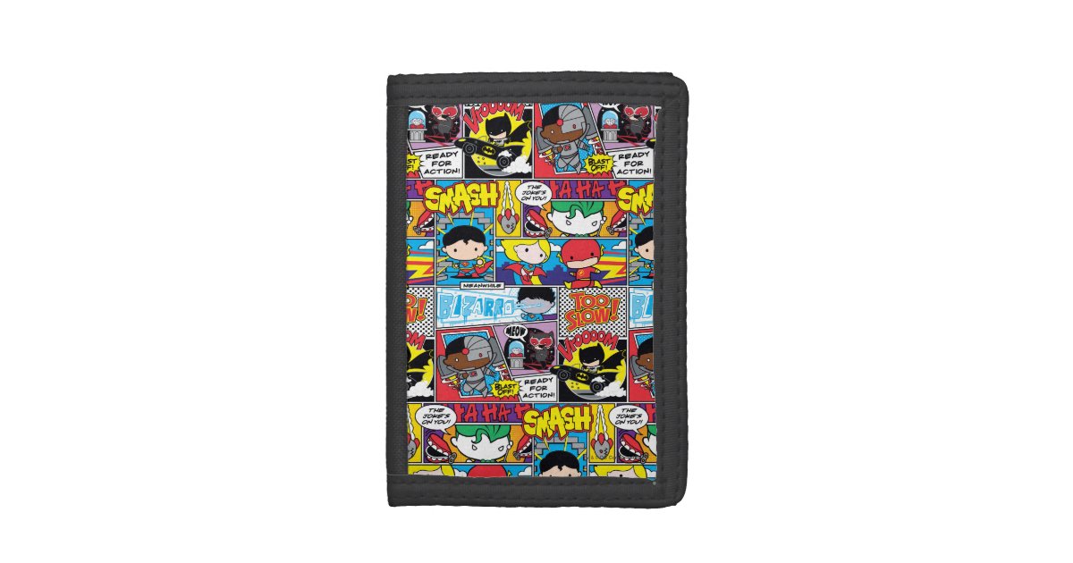Chibi Justice League Comic Book Pattern Trifold Wallet | Zazzle