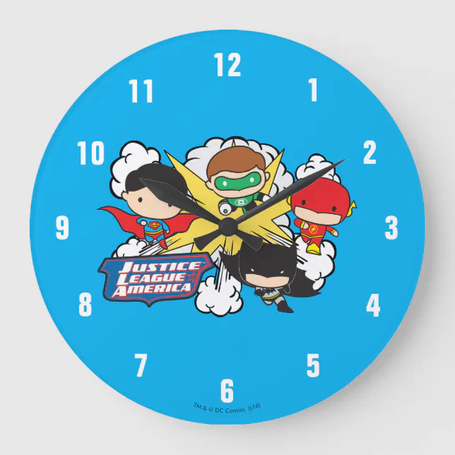 Chibi Justice League of America Explosion Large Clock | Zazzle