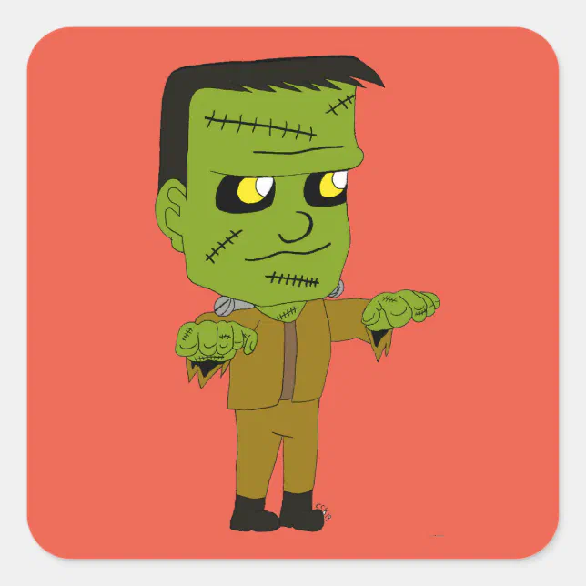 chibi monster square sticker | Zazzle