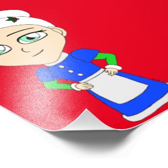 Chibi Mrs. Claus blue suit Photo Print | Zazzle