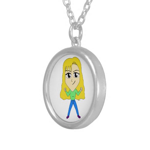 chibi silver plated necklace | Zazzle