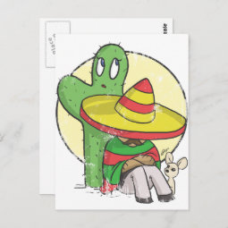 chibi sombrero distressed postcard | Zazzle
