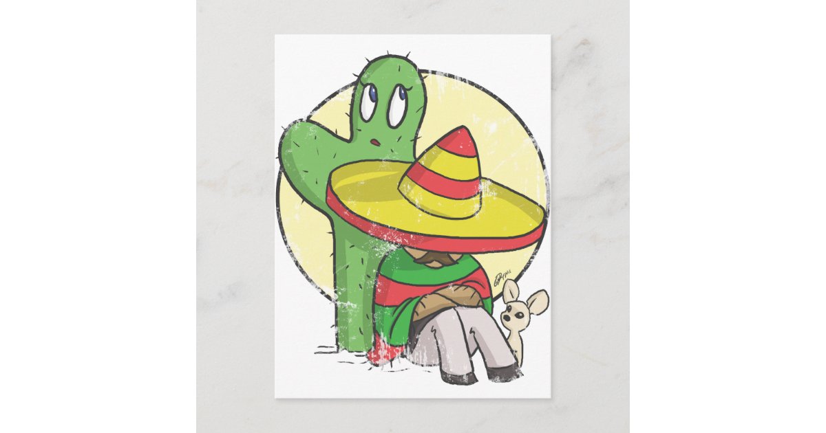 chibi sombrero distressed postcard | Zazzle