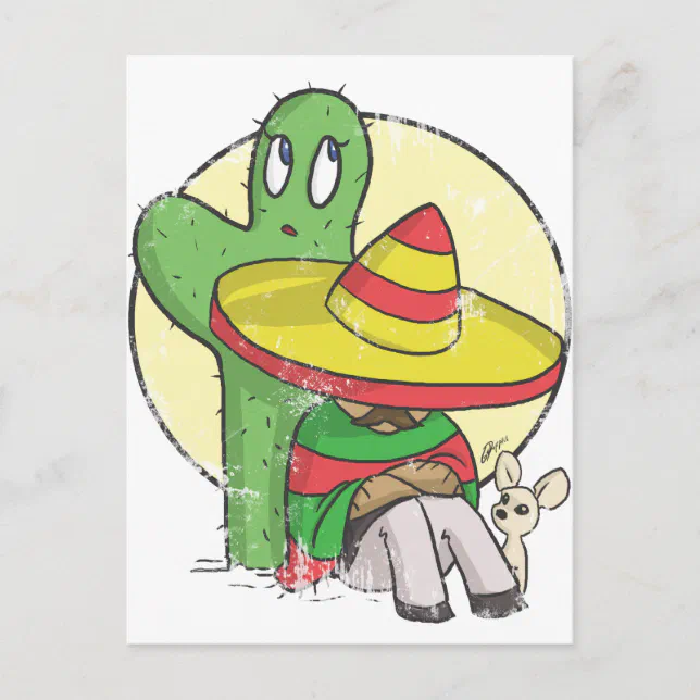 chibi sombrero distressed postcard | Zazzle