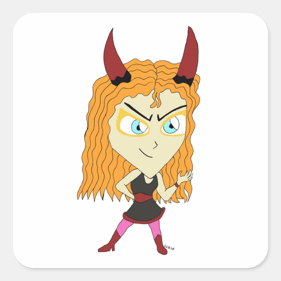 chibi square sticker | Zazzle