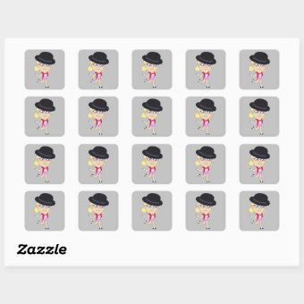 chibi square sticker | Zazzle