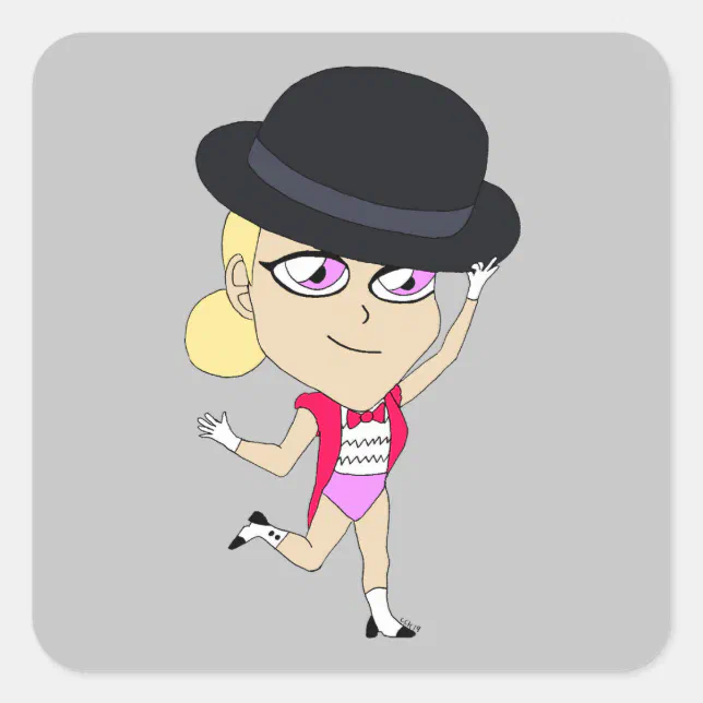 chibi square sticker | Zazzle