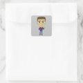 chibi square sticker | Zazzle
