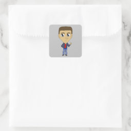 chibi square sticker | Zazzle
