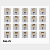 chibi square sticker | Zazzle