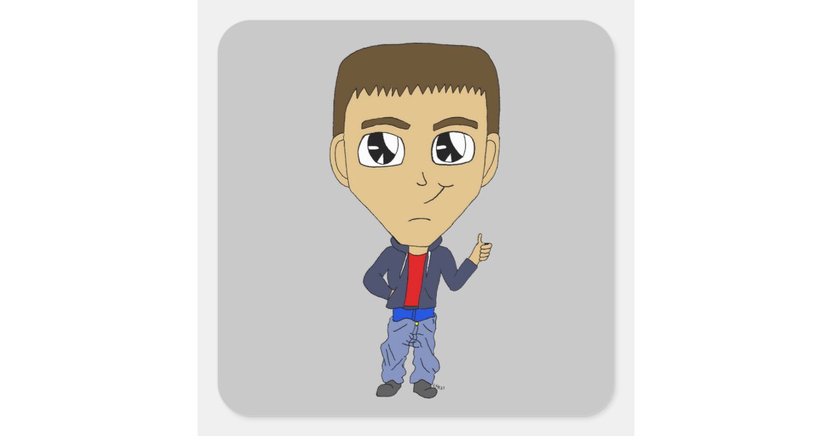 chibi square sticker | Zazzle