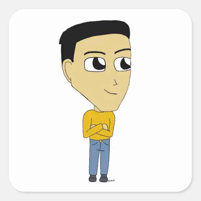 chibi square sticker | Zazzle
