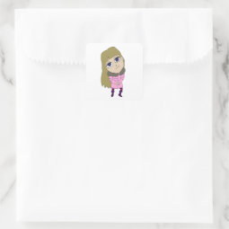 chibi square sticker | Zazzle