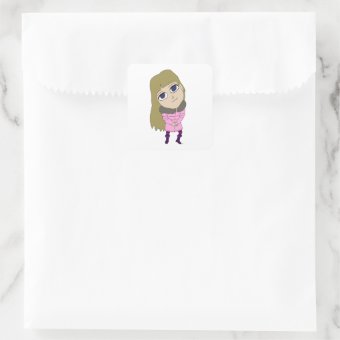 chibi square sticker | Zazzle