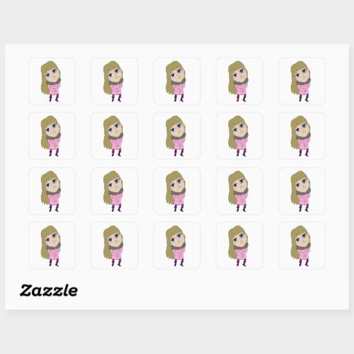 chibi square sticker | Zazzle