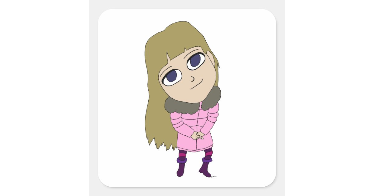chibi square sticker | Zazzle