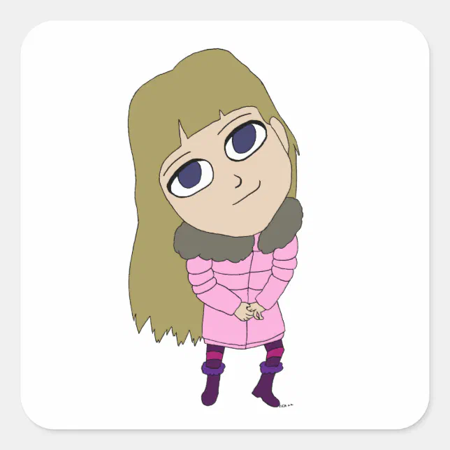 chibi square sticker | Zazzle