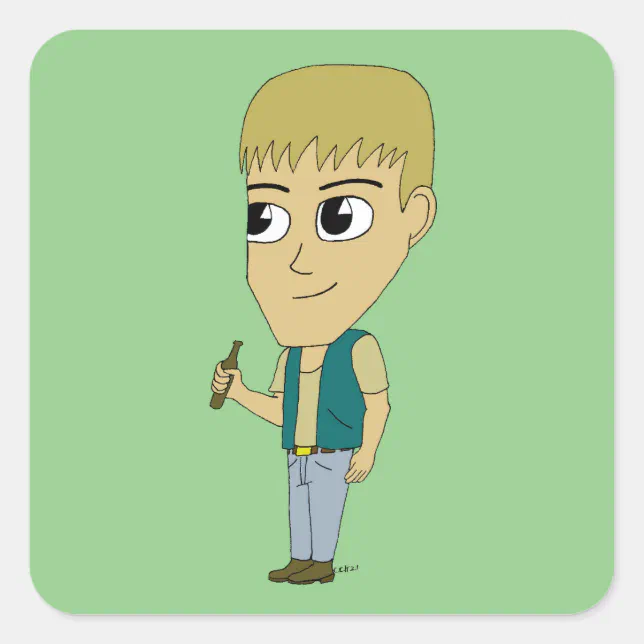 chibi square sticker | Zazzle