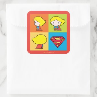 Chibi Supergirl Character Turnaround Square Sticker | Zazzle