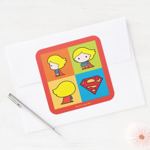 Chibi Supergirl Character Turnaround Square Sticker | Zazzle