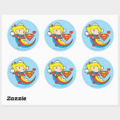 Chibi Supergirl Flying Rainbow Classic Round Sticker | Zazzle