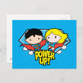 Chibi Superman & Chibi Supergirl Power Up! Postcard | Zazzle