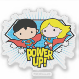 Chibi Superman & Chibi Supergirl Power Up! Sticker | Zazzle