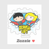 Chibi Superman & Chibi Supergirl Power Up! Sticker | Zazzle