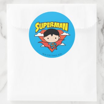 Chibi Superman Polka Dot Shield and Name Classic Round Sticker | Zazzle