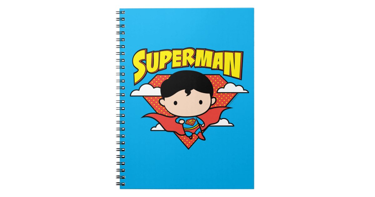 Chibi Superman Polka Dot Shield and Name Notebook | Zazzle