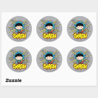 Chibi Superman Smashing Through Brick Wall Classic Round Sticker | Zazzle