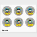 Chibi Superman Smashing Through Brick Wall Classic Round Sticker | Zazzle