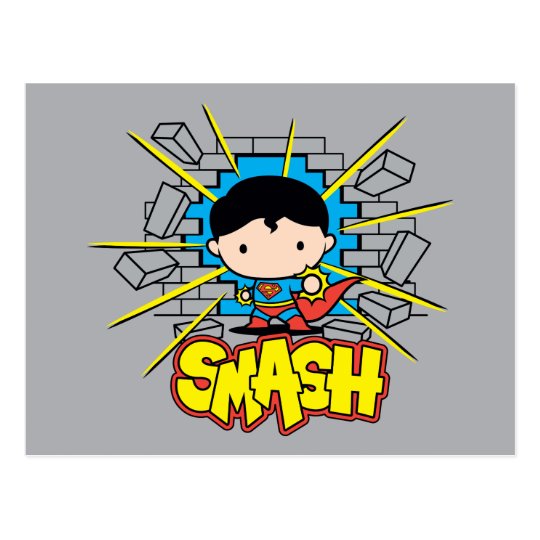 Chibi Superman Smashing Through Brick Wall Postcard | Zazzle.com
