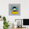 Chibi Superman Smashing Through Brick Wall Poster | Zazzle