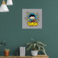 Chibi Superman Smashing Through Brick Wall Poster | Zazzle