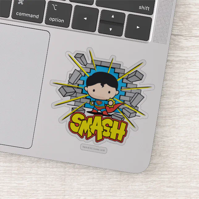 Chibi Superman Smashing Through Brick Wall Sticker | Zazzle