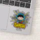Chibi Superman Smashing Through Brick Wall Sticker | Zazzle