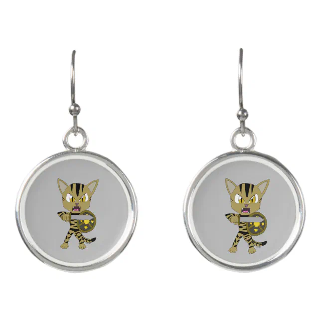 Chibi Warrior Cat Earrings | Zazzle