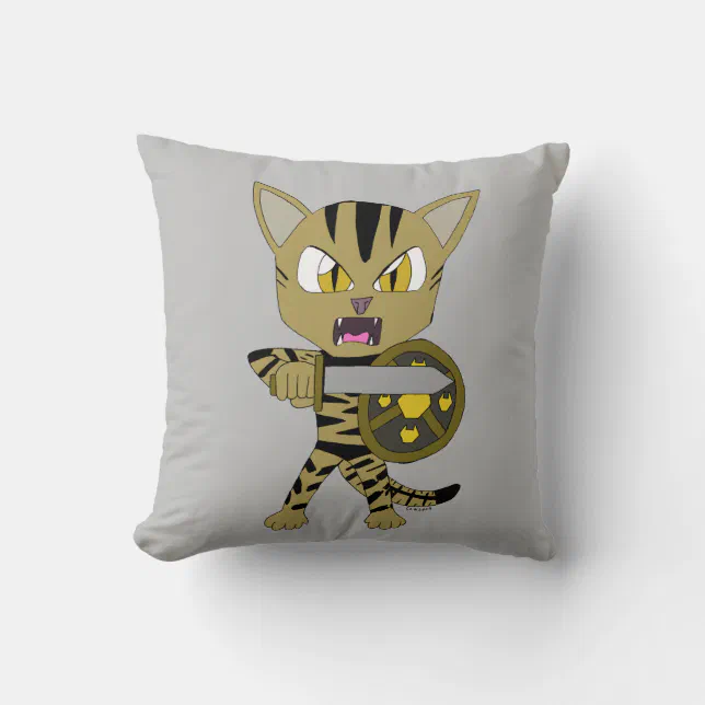 Chibi Warrior Cat Throw Pillow | Zazzle