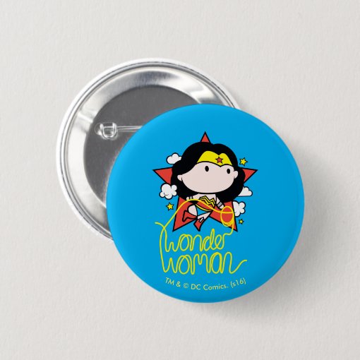 Chibi Wonder Woman Flying With Lasso Button | Zazzle