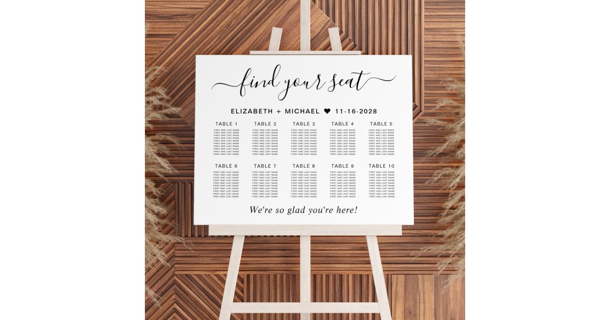 Chic 10 Table Wedding Seating Chart Foam Board | Zazzle