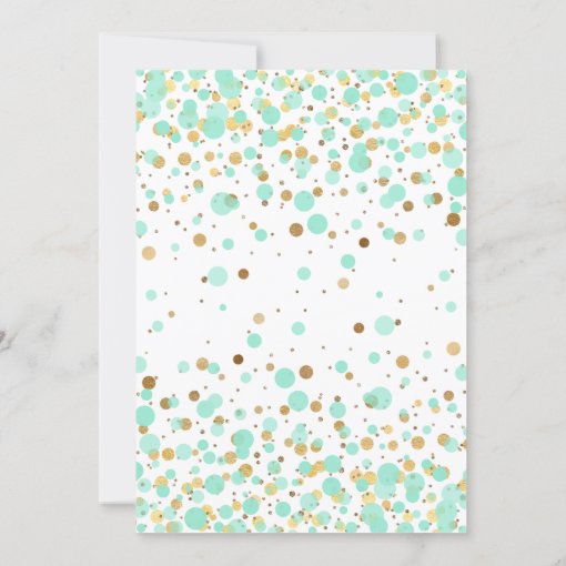 Chic 11th Birthday Mint Gold Glitter Confetti Girl Invitation | Zazzle