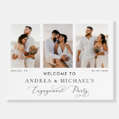 Chic 3 Photo Collage Engagement Party Welcome Sign | Zazzle